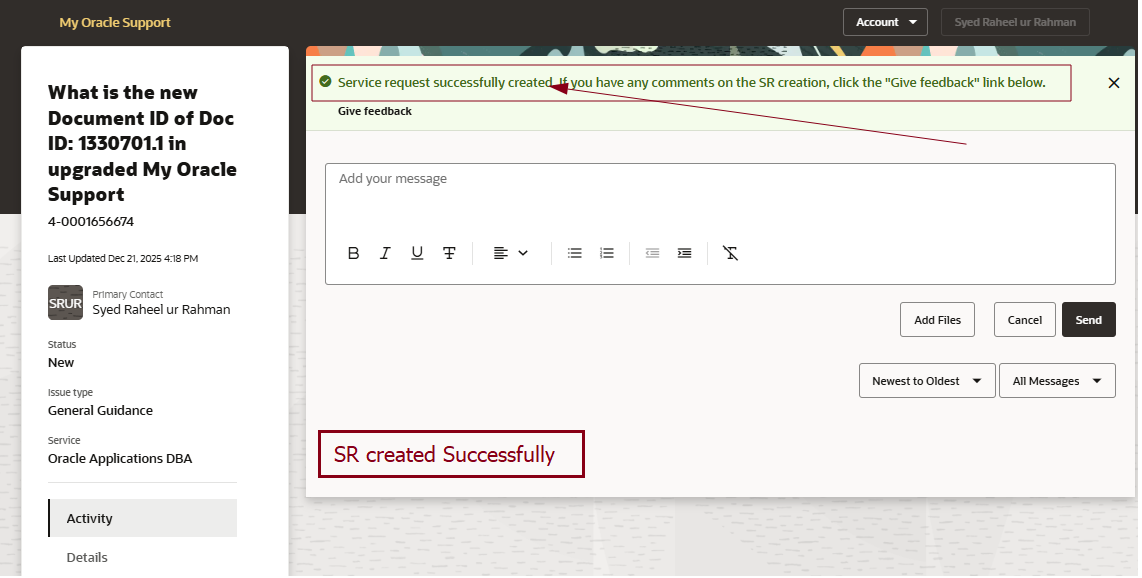 Attention: New Oracle Learners – How to Raise a Service Request (SR ...